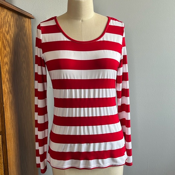 O Thread & Co | Tops | O Thread Co Red White Striped Shirt | Poshmark